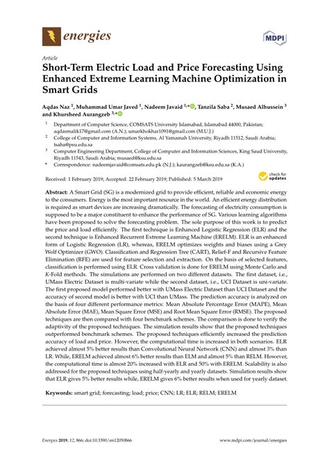 Pdf Short Term Electric Load And Price Forecasting Using Enhanced Extreme Learning Machine