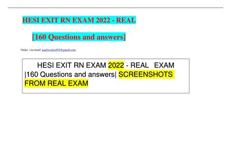 HESI EXIT RN EXAM 2022 REAL EXAM 160 Questions And Answers SCREENSHOTS FROM REAL EXAM HESI