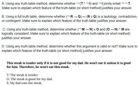 solved using any truth table method determine whether t i and