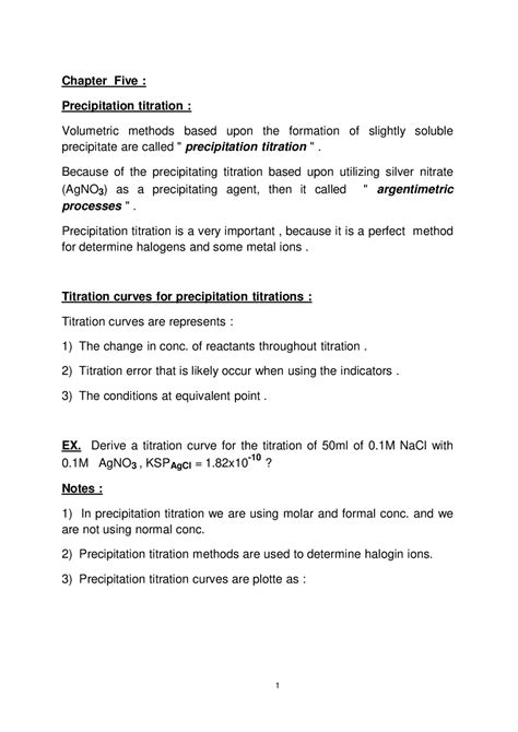 Precipitation Titration Schemes And Mind Maps Chemistry Docsity