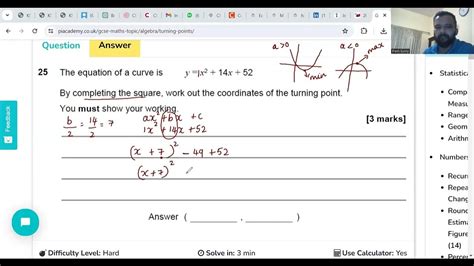 Igcse 0580 Turning Point Using Completing The Square Method Igcse
