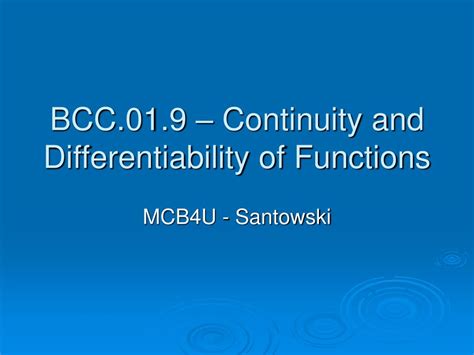 Ppt Bcc019 Continuity And Differentiability Of Functions Powerpoint Presentation Id257105