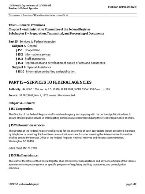 1 Cfr Part 15 Up To Date As Of 12 30 2024 Pdf Code Of Federal
