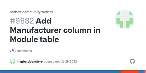 Add Manufacturer Column In Module Table · Issue 9882 · Netbox