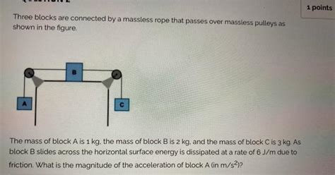 Solved 1 points Three blocks are connected by a massless | Chegg.com