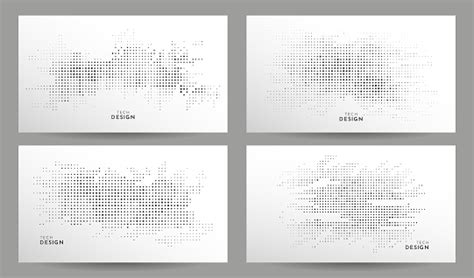 벡터 그림입니다 하프톤 도트 파노라마 배경의 집합입니다 하프톤 원을 사용하는 점선 지점 흰색 배경에 격리된 패턴 질감 웹 배너