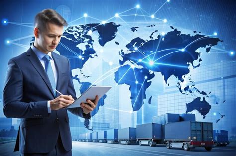 Graph Growth Of Business Logistics With World Map Of Transportation