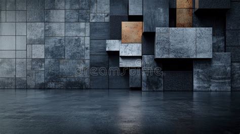 Dynamic Sequence Of Stacking Squares In A Modern Industrial Space Abstract Concept Minimalist