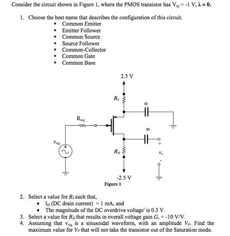 solved consider the circuit shown in figure 1 where the pmos