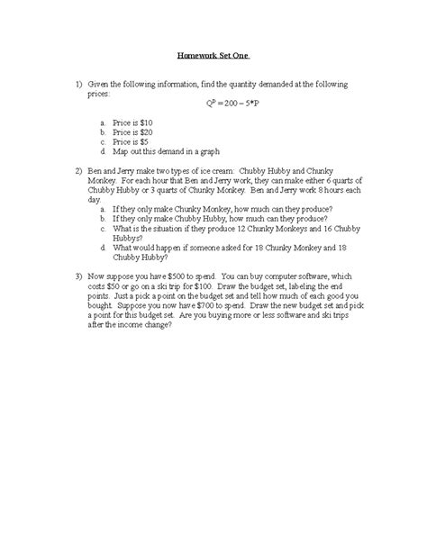 Macro HW Set 1 Hmw Homework Set One Given The Following Information Find The Quantity