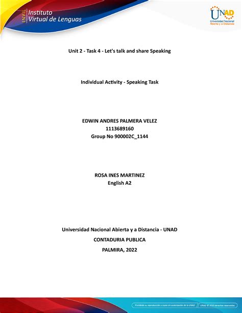 Unit 2 Task 4 Lets Talk And Share Speaking Ingles A2 Unit 2 Task 4 Lets Talk And