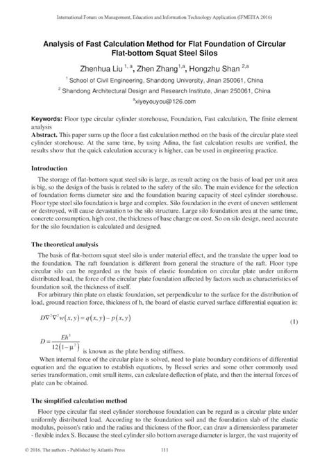 pdf analysis of fast calculation method for flat foundation of