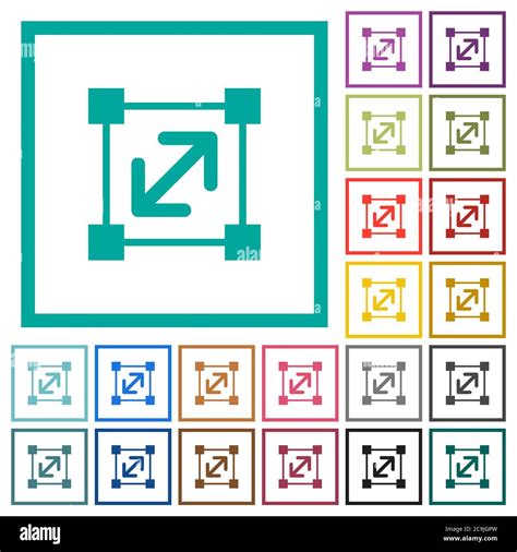 Resize Element Flat Color Icons With Quadrant Frames On White Background Stock Vector Image