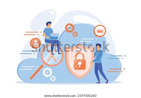 Man Holding Security Shield Developer Using Stock Vector Royalty Free 2197581263 Shutterstock