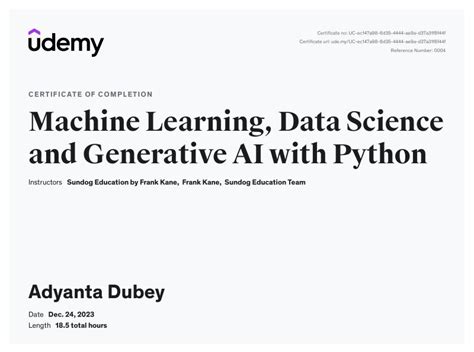 Completed Machine Learning Course On Udemy Adyanta Dubey Posted On