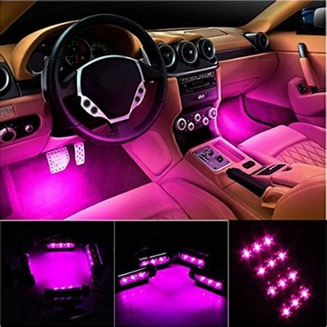 Ej 4pc Interior De Coche Decoración Atmósfera Light Led Kit De