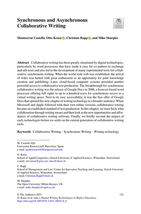 Pdf Synchronous And Asynchronous Collaborative Writing