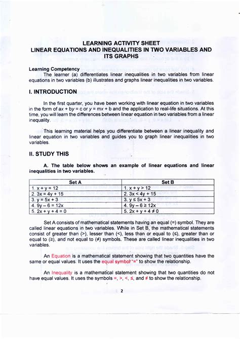 SOLUTION Linear Equations And Inequalities In Two Variables Studypool