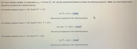 solved let ybe a random variable in a population hy 115