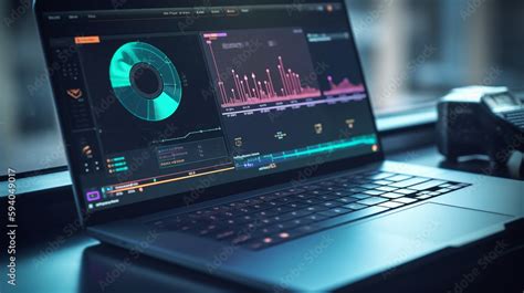 Concept Of A Modrn Dashboard On A Laptop Modern Data Analysis Stock Illustration Adobe Stock