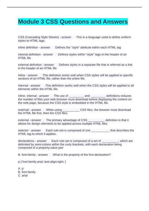 Module 3 Css Questions And Answers Pcss Stuvia Us