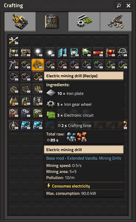 Extended Vanilla Mining And Drills Factorio Mods