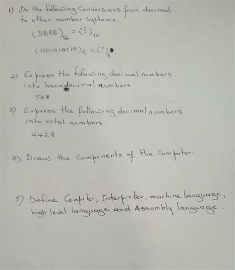 Solved Do The Following Conversions From Decimal To Other Chegg