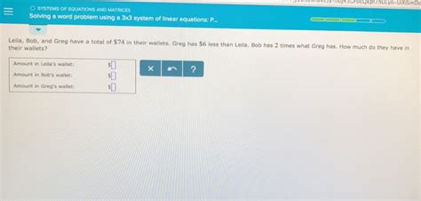 solved o systems of equations and matricts solving a word