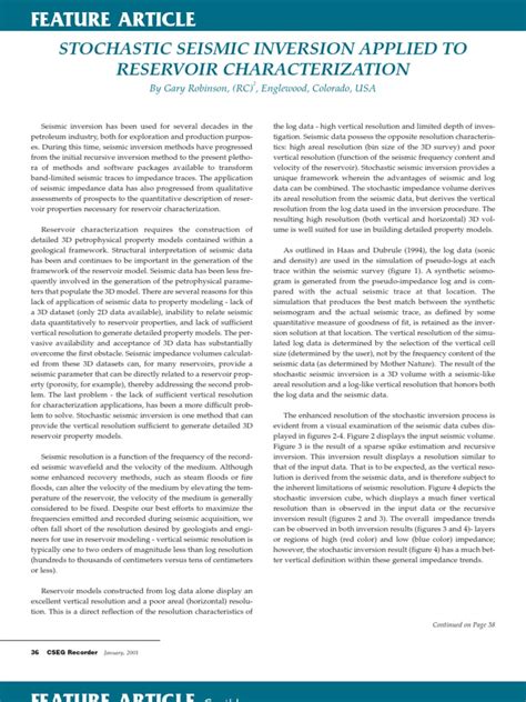 stochastic seismic inversion applied to reservoir characterization