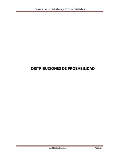 01 Conceptos Variable Aleatoria Función De Distribución Pdf