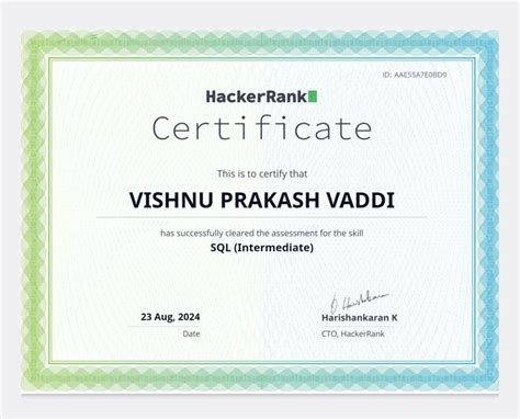 Vaddi Vishnu Prakash On Linkedin Hackerrank Sql Tcs