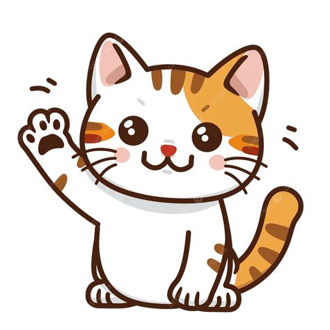 Tabby Cat Kawaii White Orange Cartoon Cute Striped Cat Waving Paws Cat