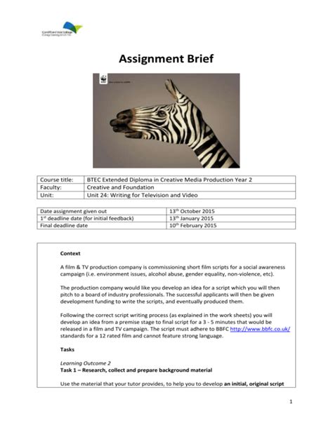 Open Btec Assignment Brief