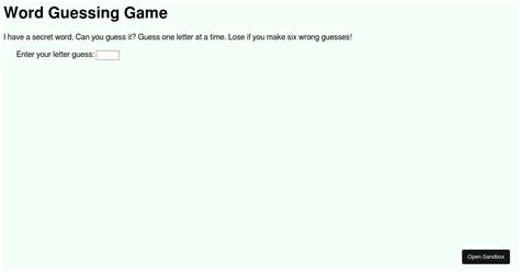 Word Guessing Game Lucas Codesandbox