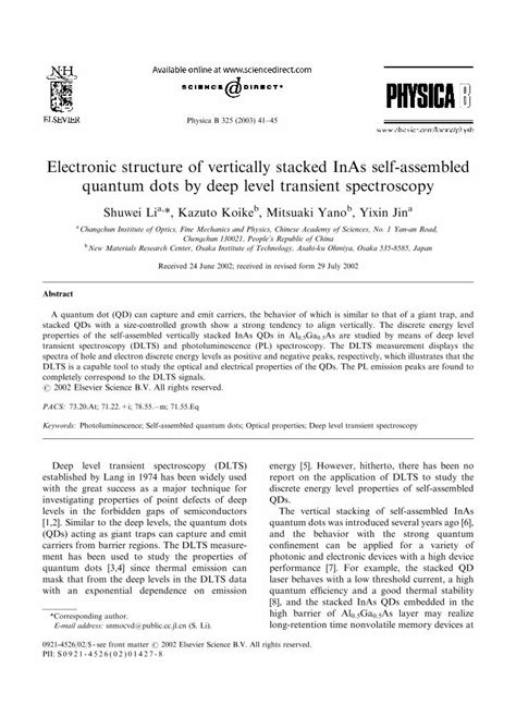 Pdf Electronic Structure Of Vertically Stacked Inas Self Assembled