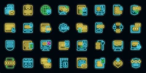 multi factor authentication icons set vector neon 30726885 vector art