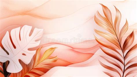 Contemporary Abstract Tropical Summer Design With Gentle Natural Tones And Flowing Warm Patterns