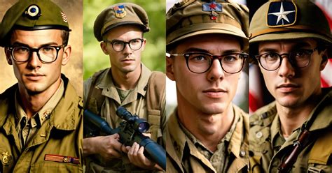 Lexica Handsome And Nerdy World War Ii American Soldier He Is A