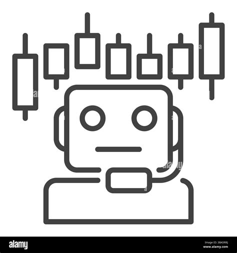 candlestick chart and trading bot vector ai trader concept outline icon or symbol stock vector