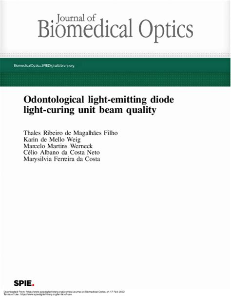 Pdf Odontological Light Emitting Diode Light Curing Unit Beam Quality