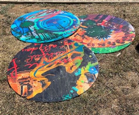 Three Plexiglass Art Pieces 40”dia Hash Auctions