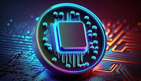 Premium Ai Image Futuristic Modern New Computer Processor Chip Colorful Neon Glowing Cpu Model