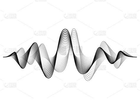 声波矢量背景。音频音乐声波。声频形式插图。振动节拍波形，黑白颜色。创造性的概念素材 花瓣网