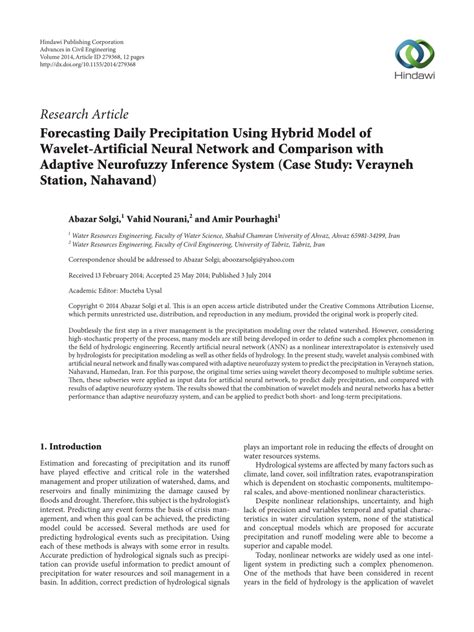 Pdf Forecasting Daily Precipitation Using Hybrid Model Of Wavelet
