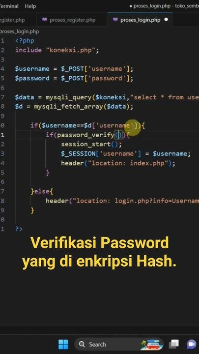 cara memverifikasi password yang di enkripsi hash di php php