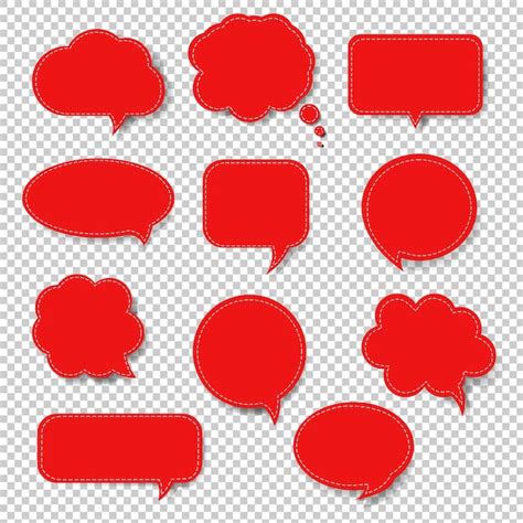 Premium Vector Red Speech Bubble Set Isolated