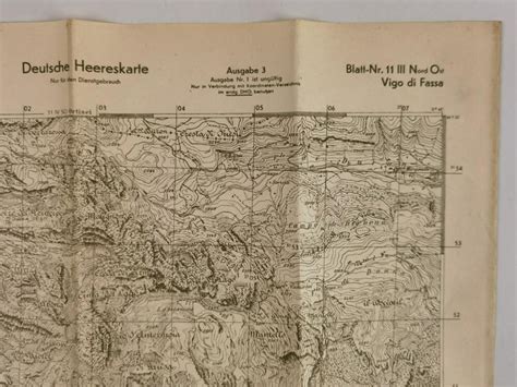 Deutsche Heereskarte Vigo Di Fassa Italien Maße 45 X 50 Cm Datier
