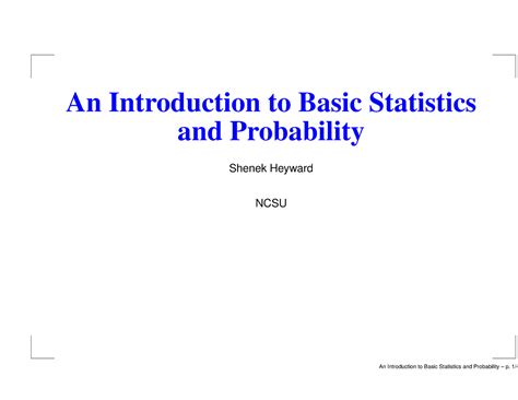Probabilty Help Intro To Basic Probability And Stats An Introduction To Basic Statistics And