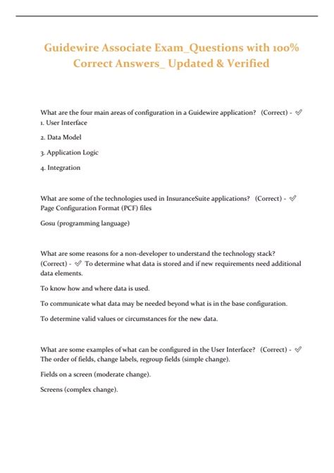Guidewire Associate Exam Questions With 100 Correct Answers Updated