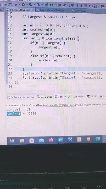 Largest And Smallest Array In Java😍😍coding Short Youtube